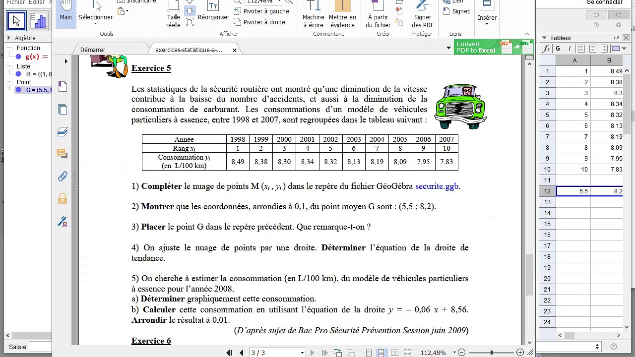 Corrigé Exercice 5 Statistiques à 2 variables - YouTube