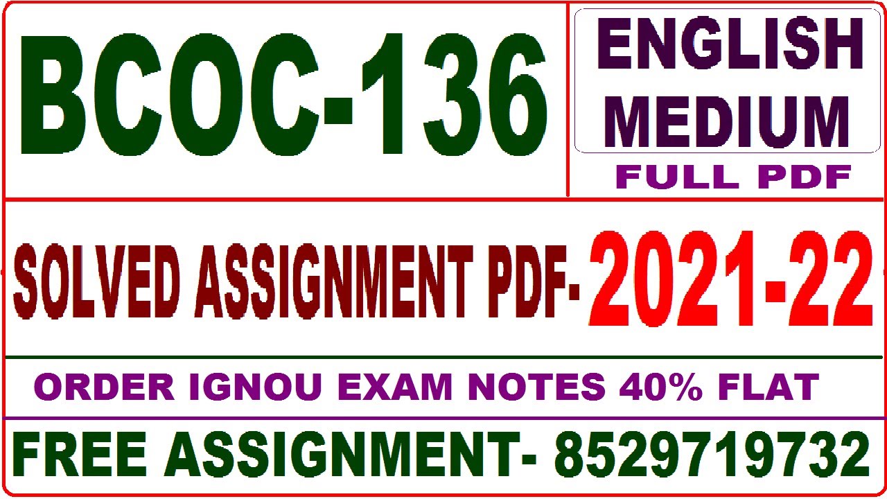 bcoc-136 solved assignment 2021-22 / bcoc 136 solved assignment in ...