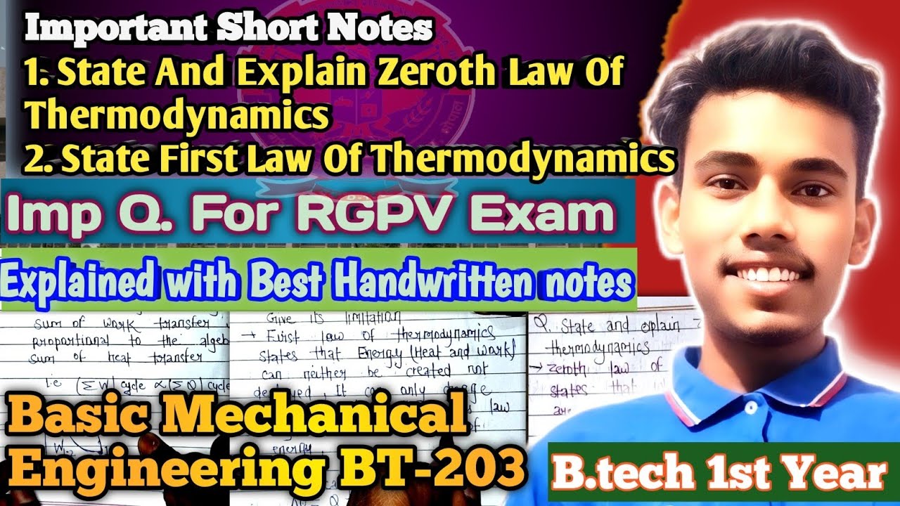 Zeroth And 1st Law Of Thermodynamics | Basic Mechanical Engineer | Rgpv Exam l Btech 1st year ...
