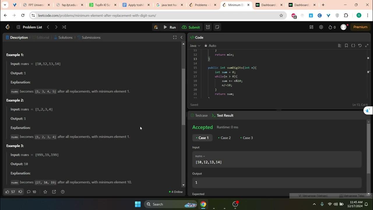 3300. Minimum Element After Replacement With Digit Sum - YouTube