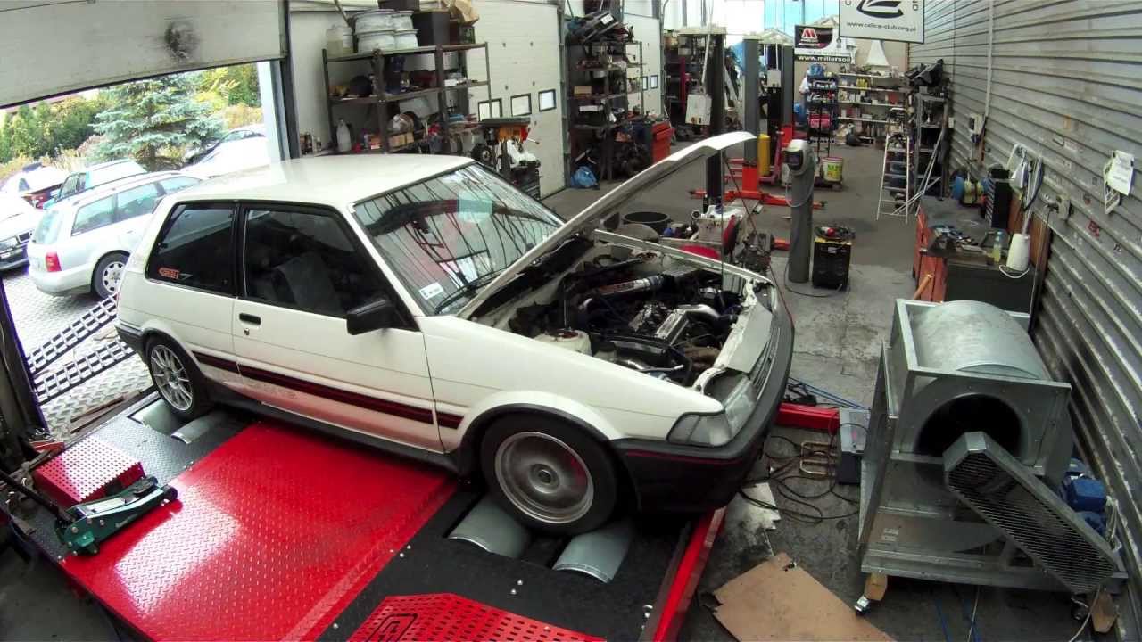 Twincharged Corolla AE82 on dyno - 4agzte - FXGT/FX16 - YouTube