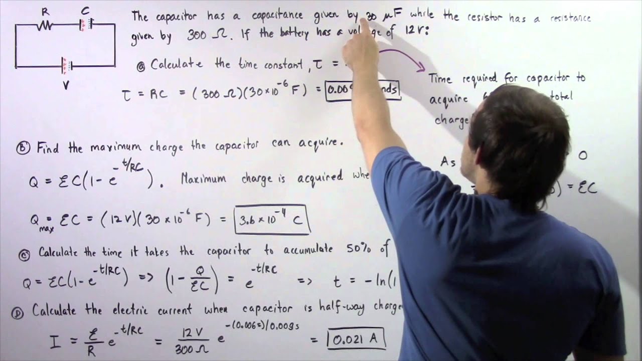 Charge Increase on Charging Capacitor Example - YouTube