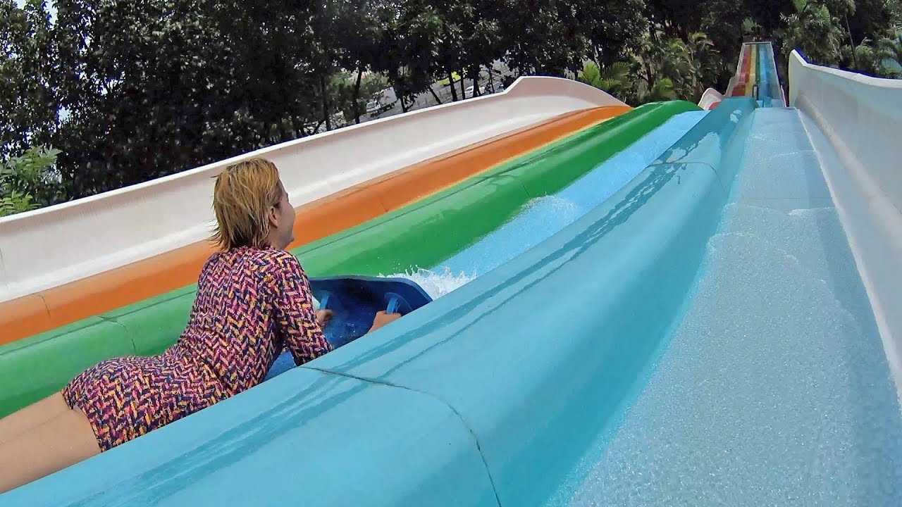 Magellan's Racing Water Slide at Splash Island - YouTube