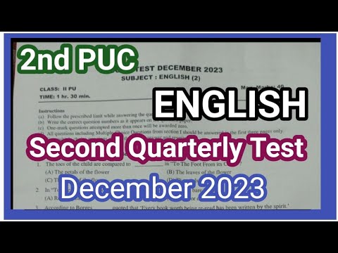 Second PUC second Quarterly Test|English|2023-24|2nd PUC Second ...