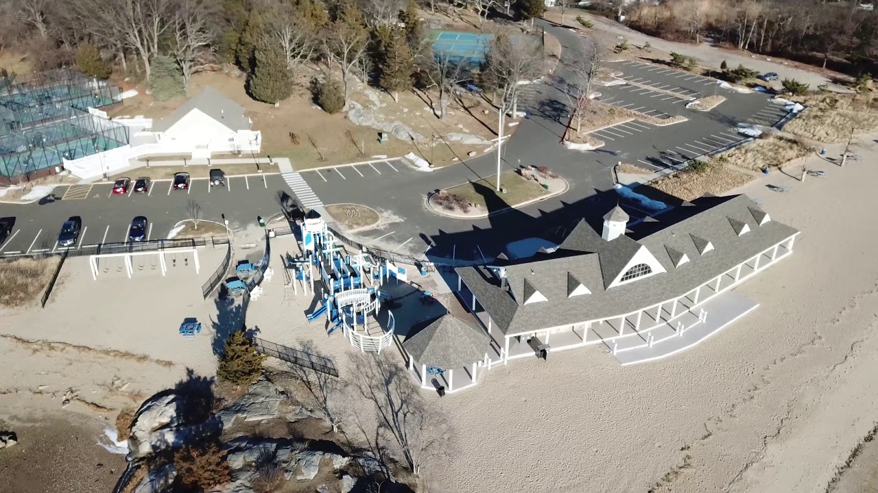 Darien CT Weed and Pear Tree beach Drone. COLD, but fun - YouTube