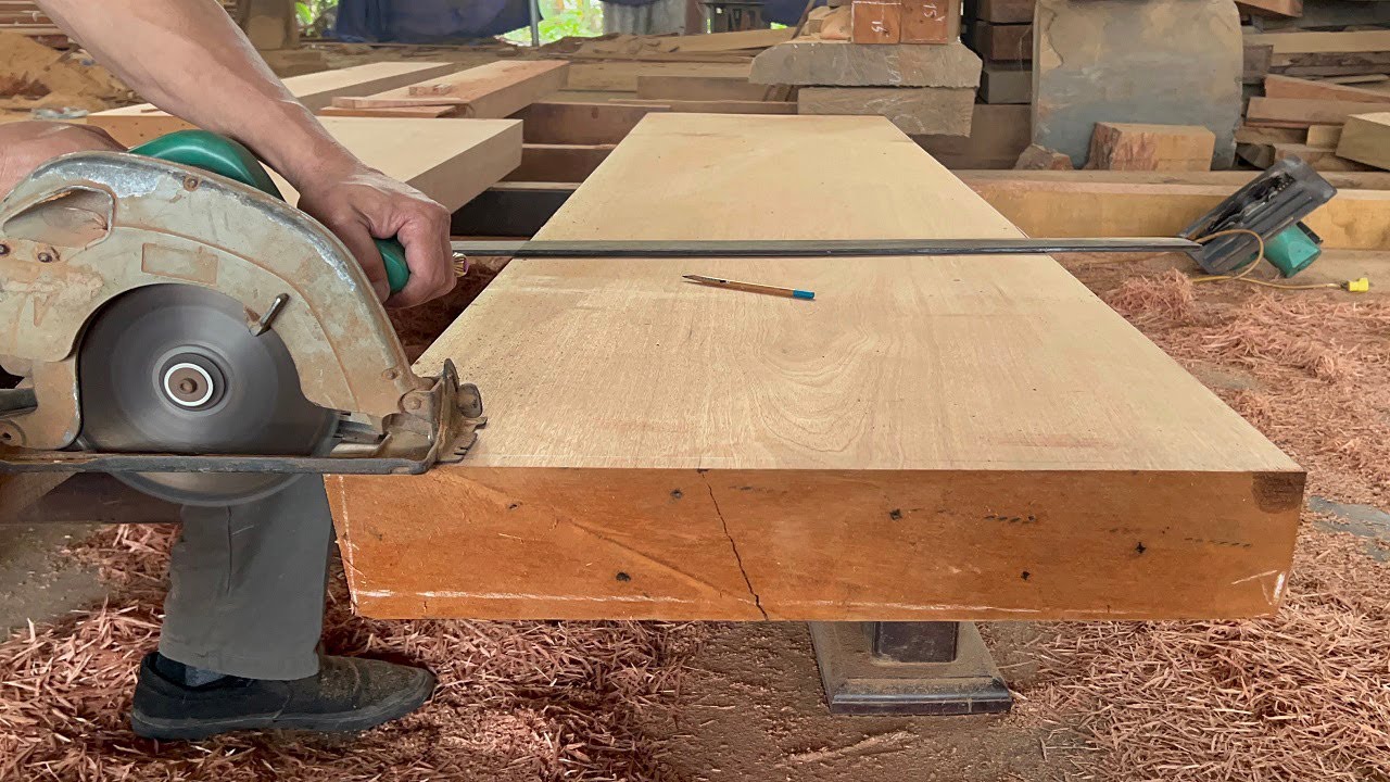 Huge Interior Woodworking Project // SUPER BIG Dining Table Design ...