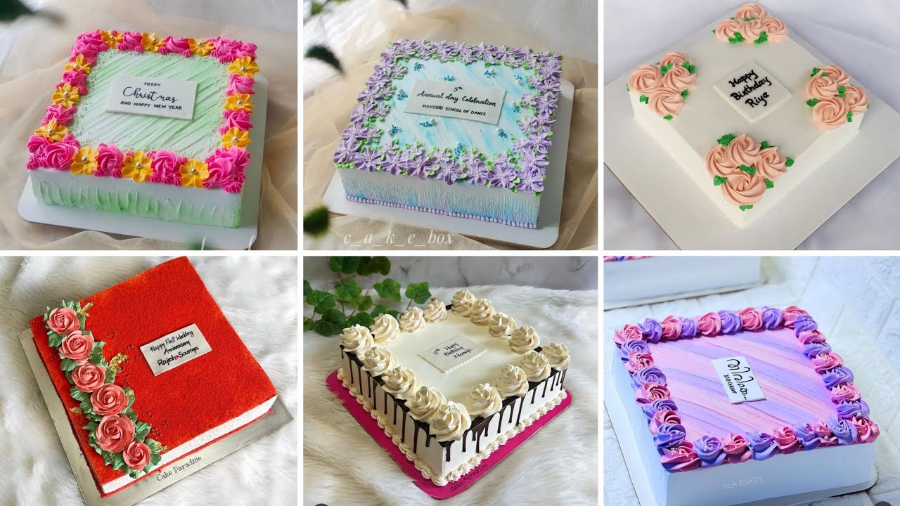 Trending best square cake decorating ideas / beutiful square birthday ...
