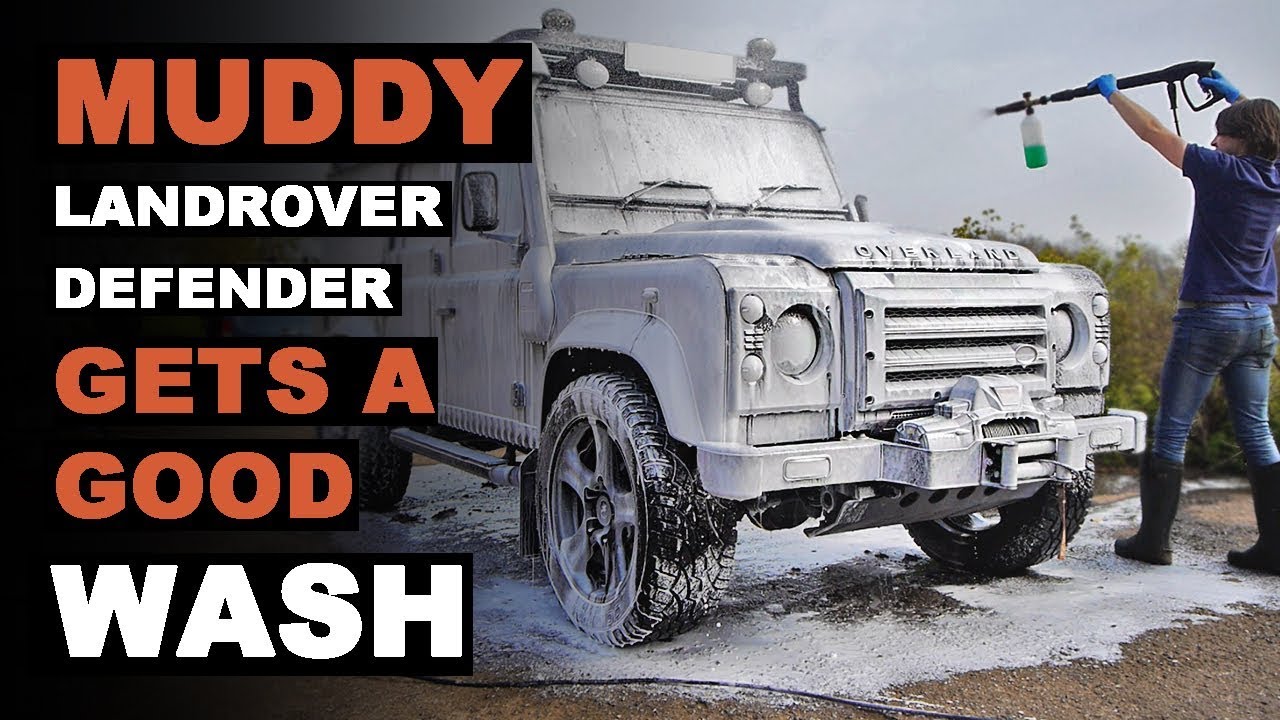 MUDDY Landrover Defender Gets A Good Wash - YouTube