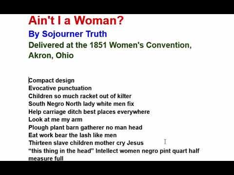 Ain't I a Woman by Sojourner Truth Hindi Summary - YouTube