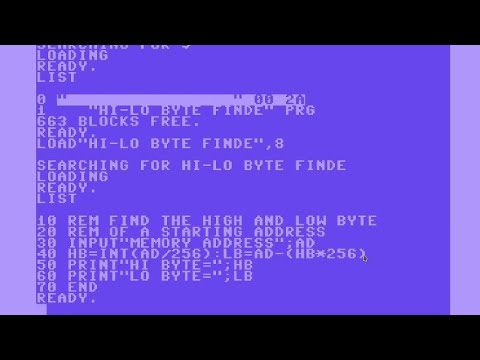 Find High And Low Bytes For A C64 Memory Address - YouTube