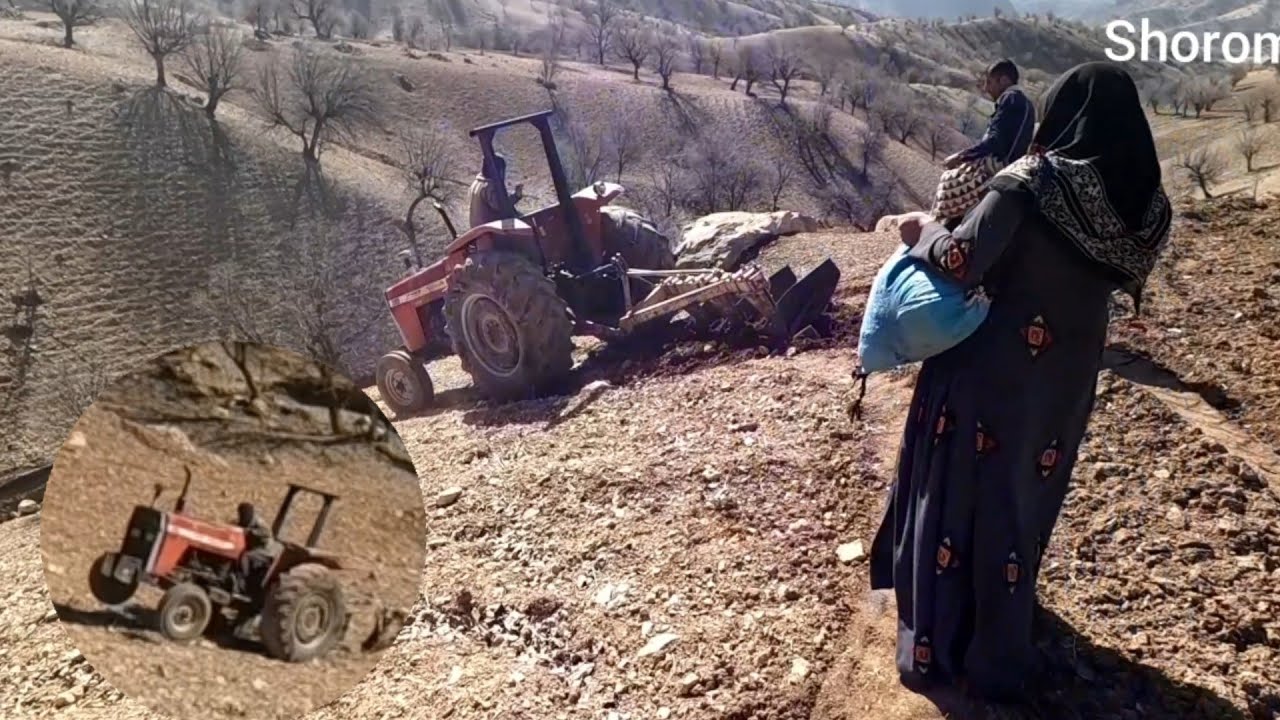 Plowing the agricultural land for the mother of 9 children and with the ...