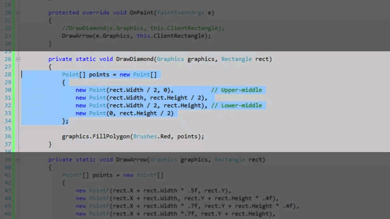 Defining hard coded polys for regions and painting in C# - YouTube