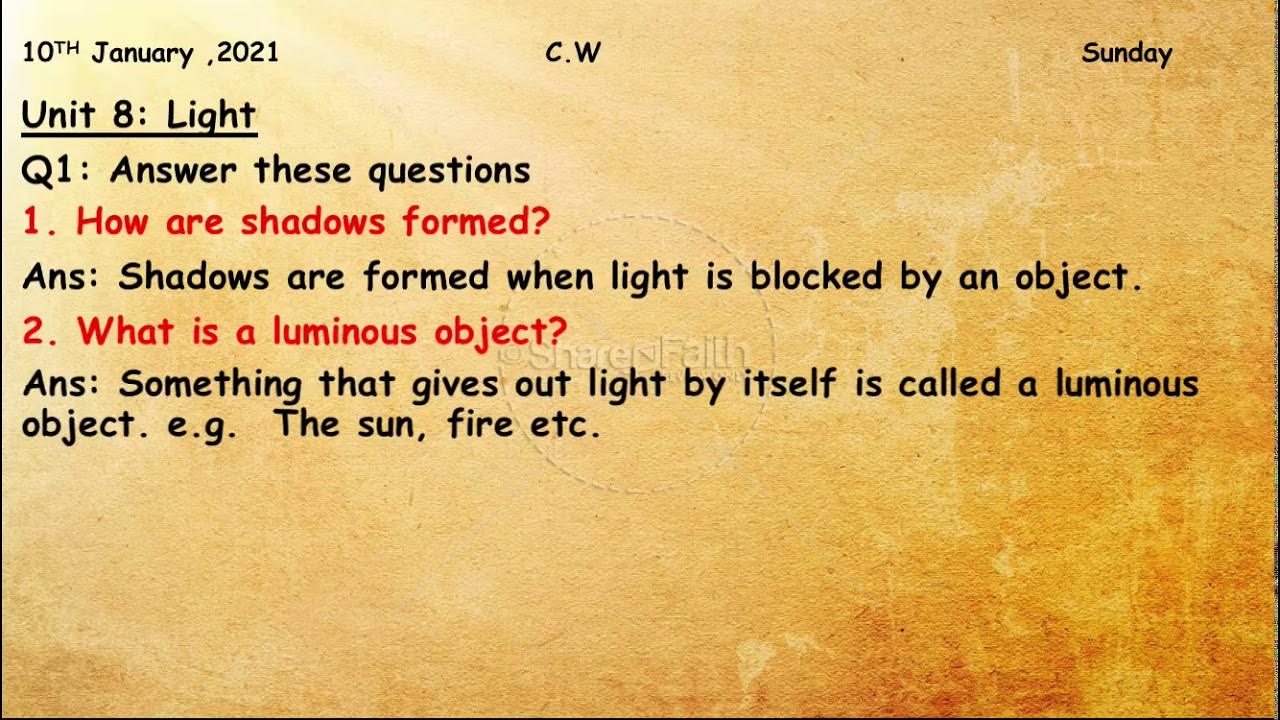 Grade 2 Science Unit 8: Light (Q1, 2 & 3) - YouTube