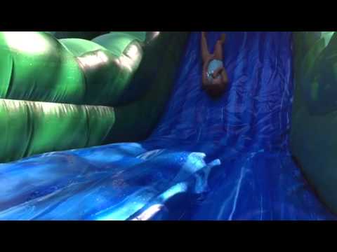 Frances on water slide. Slow motion - YouTube