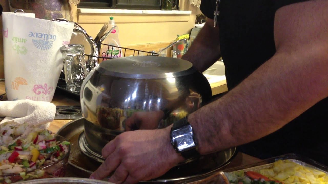 Flipping a Pot of Stuffed Grape Leaves - the Chaotic Way - YouTube