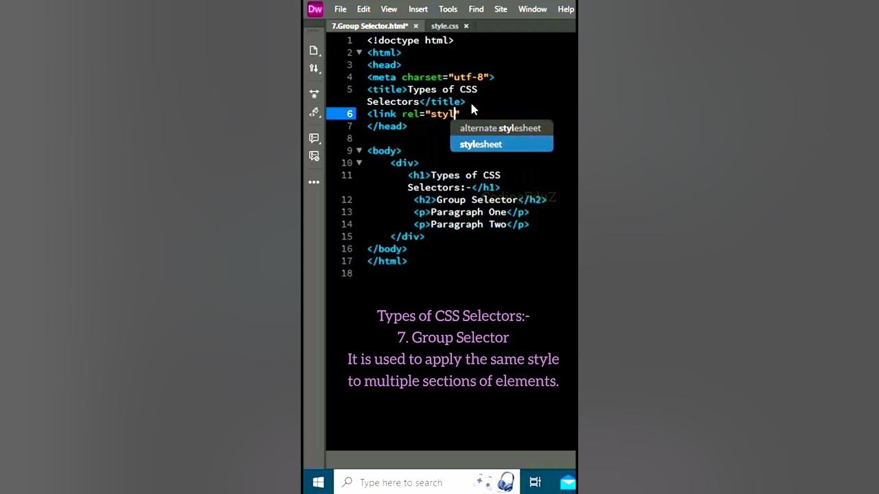 Group Selector Types Of Css Selectors Css Selector Css Cssselectors Code Css3code