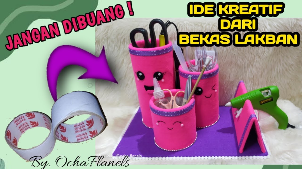 TUTORIAL || Membuat Pen Holder Dari Lakban Bekas || DIY PEN HOLDER EASY ...