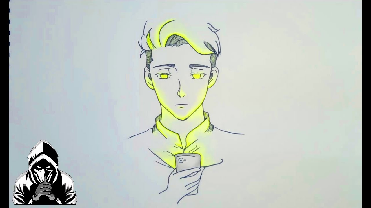 How to draw anime character easy with neon color - YouTube