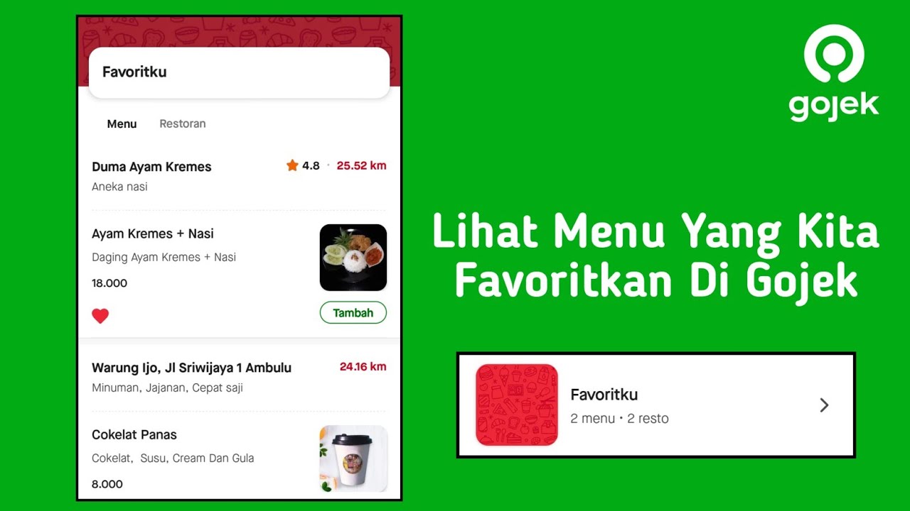 Cara Memfavoritkan Menu Di Gojek - YouTube