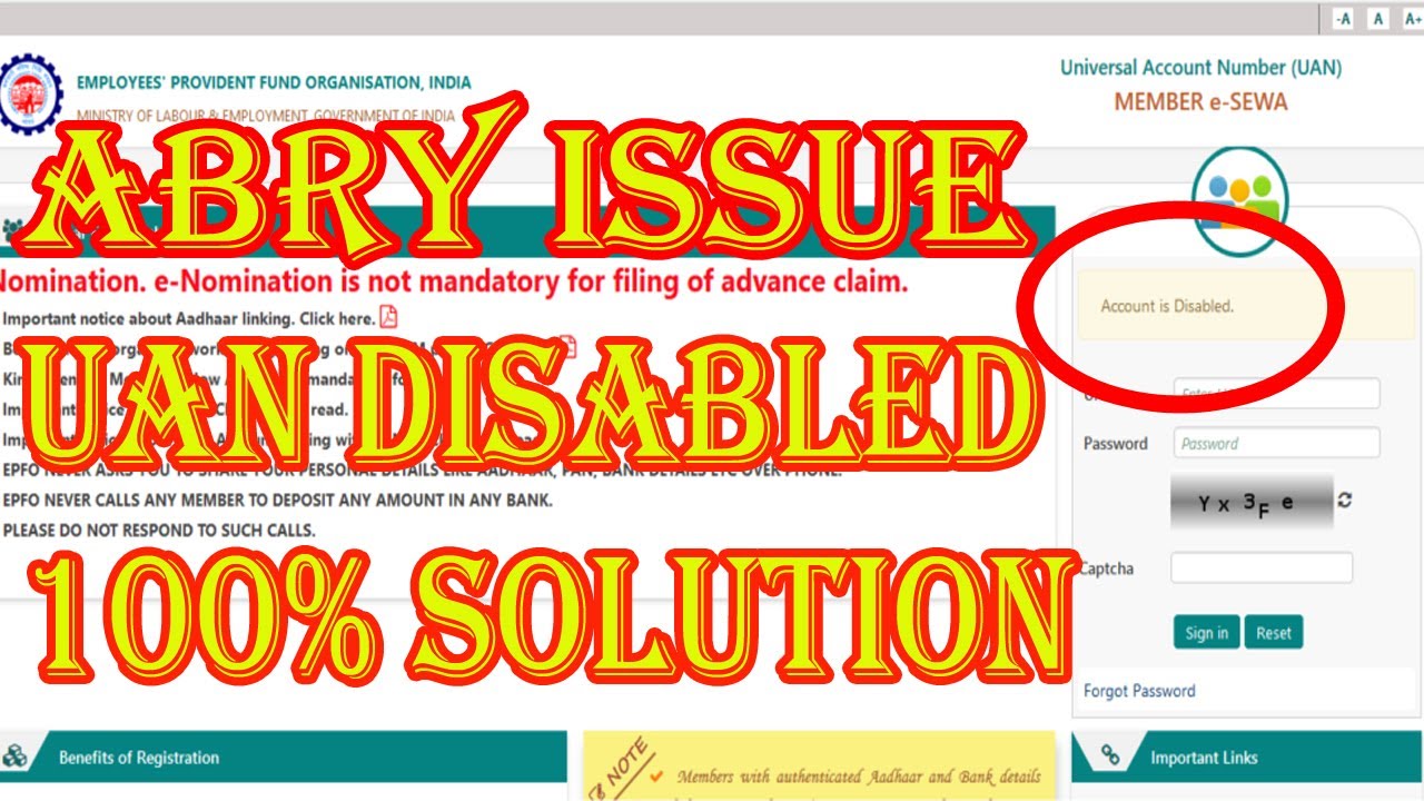 UAN Disabled due to ABRY Scheme // PF Account Disabled Problem Solution // UAN Disabled Solution ...