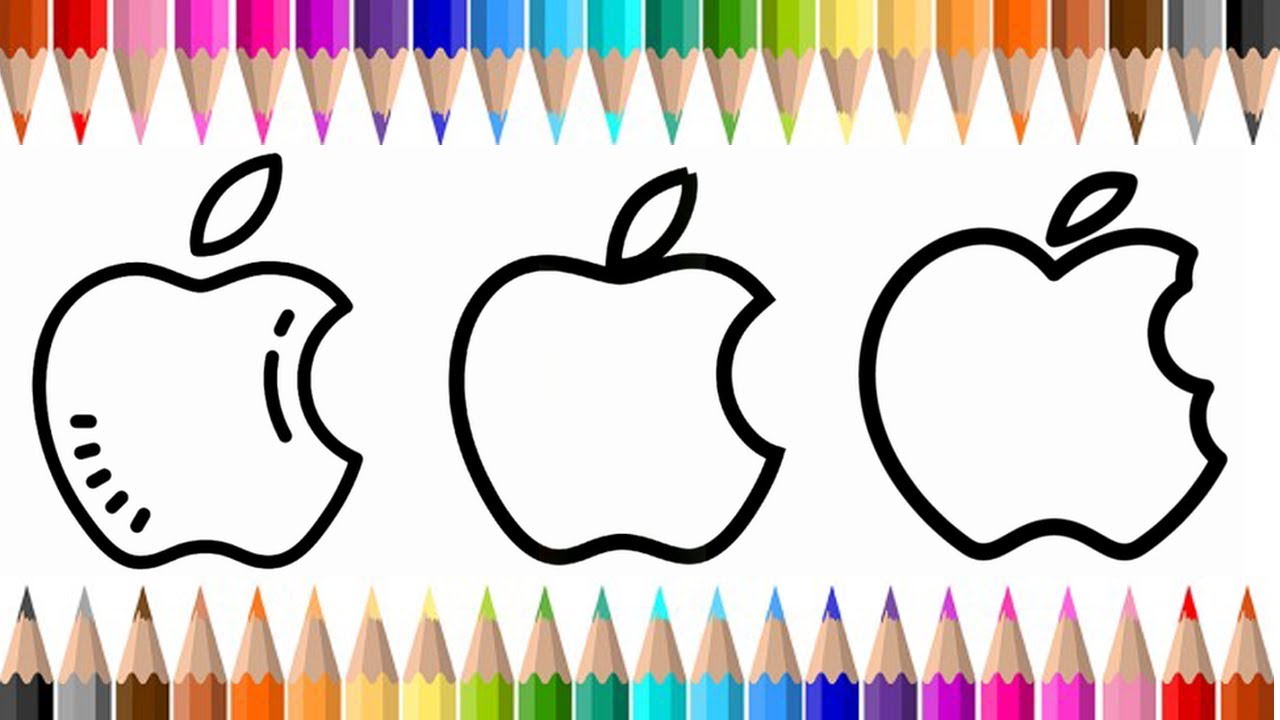 How to Draw and Color Apple Logo Coloring Books | Apple Pictures ...