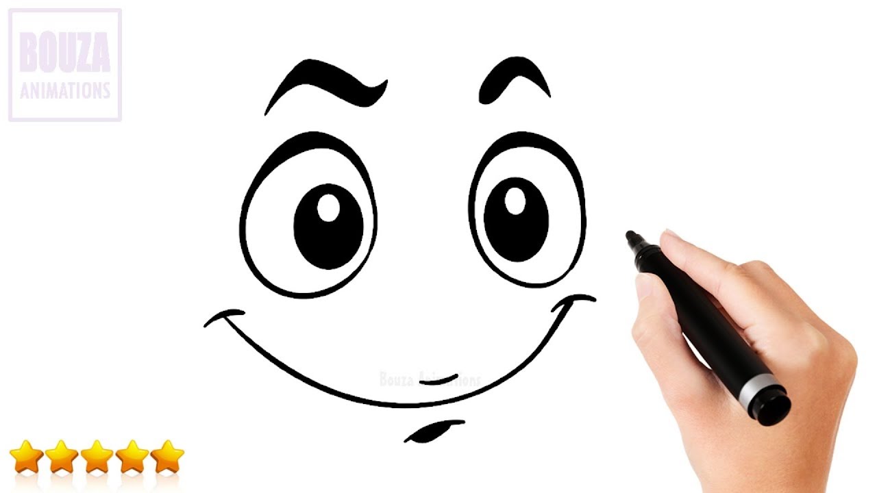 Step-by-Step: How to Draw a Cute Cartoon Face with a Big Smile 🙂 - YouTube