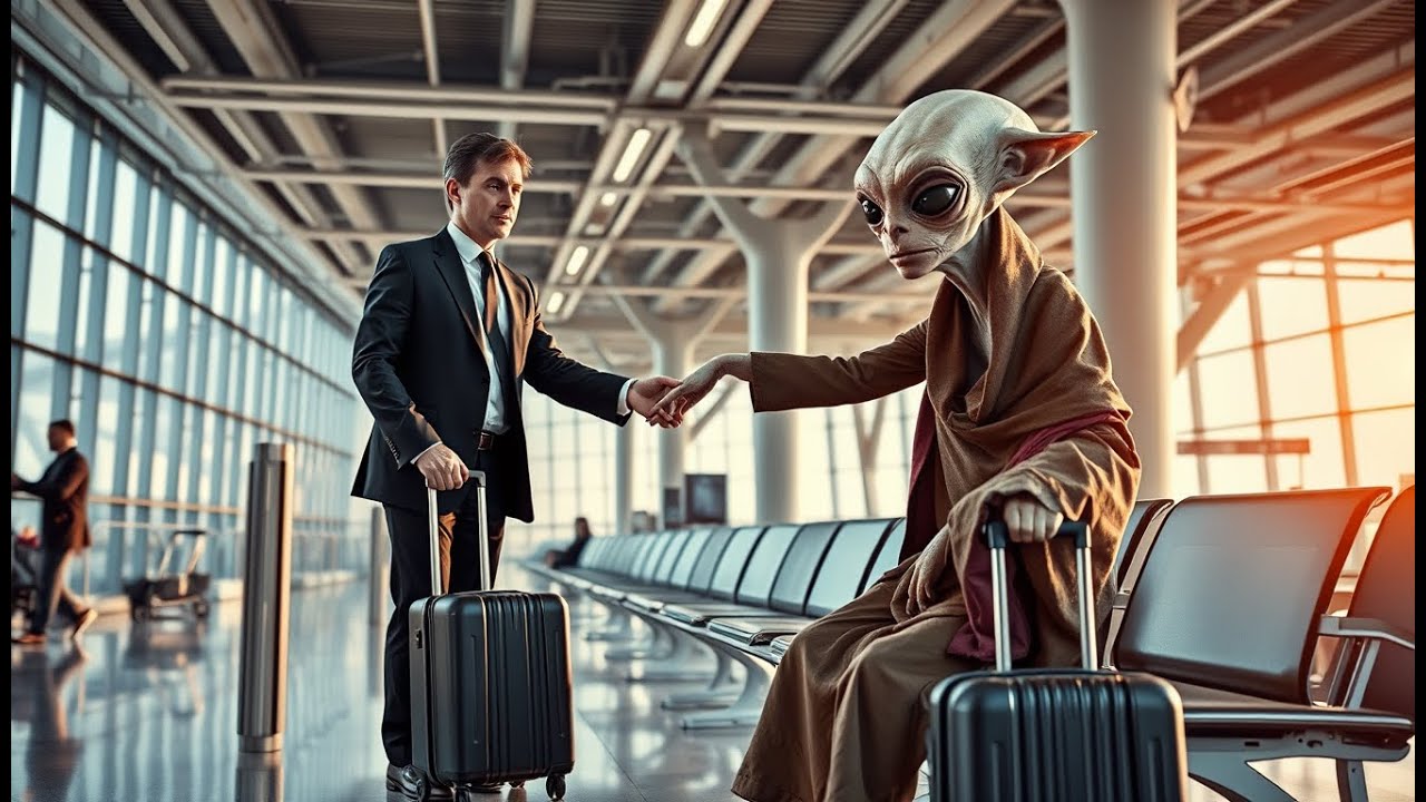 Wealthy Man Assists Elderly Alien Lady at Airport, Unaware of Her True ...