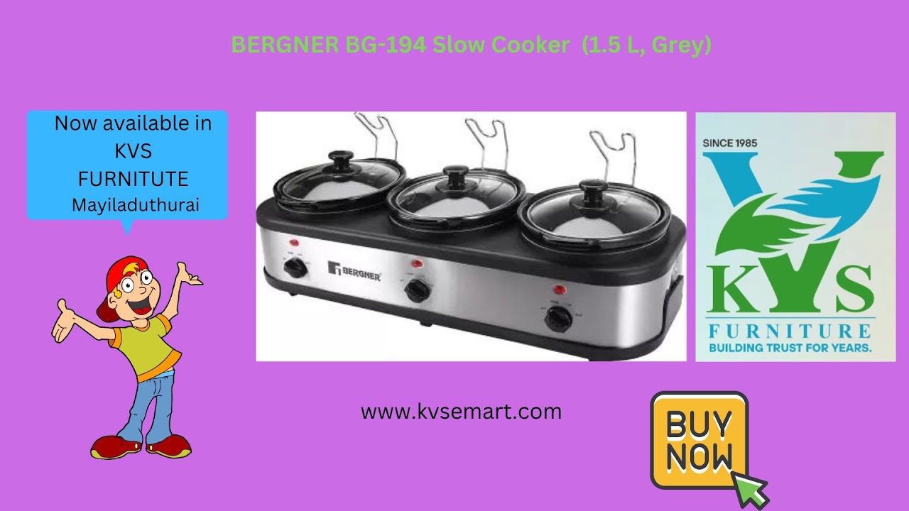 BERGNER BG 194 Slow Cooker 1 5 L, Grey video - YouTube