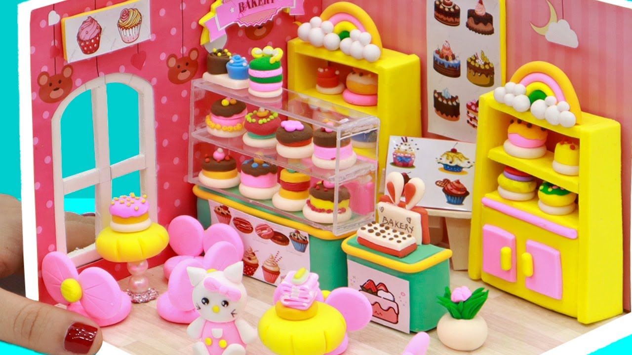 How to build a Sweet Miniature Cake Shop for Girls from Clay,Cardbaord ...