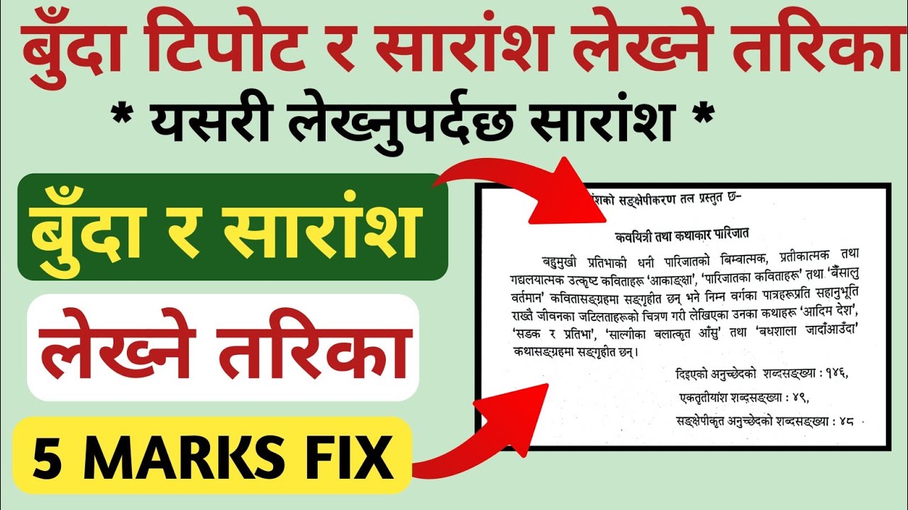 EXAM मा बुँदा टिपोट र सारांश लेख्ने सजिलो तरिका | Buda Tipot Ra Saransh ...