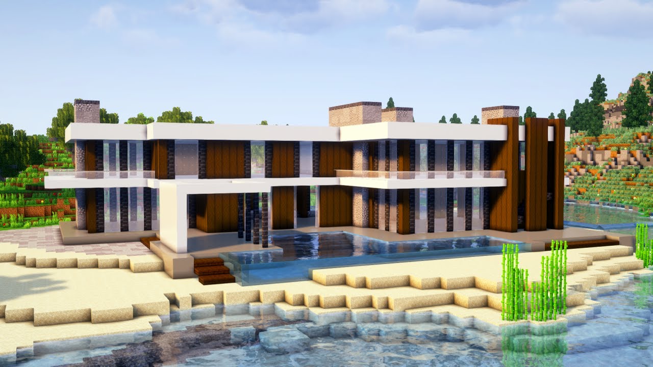 How to build a Large Modern House - Minecraft Tutorial - YouTube