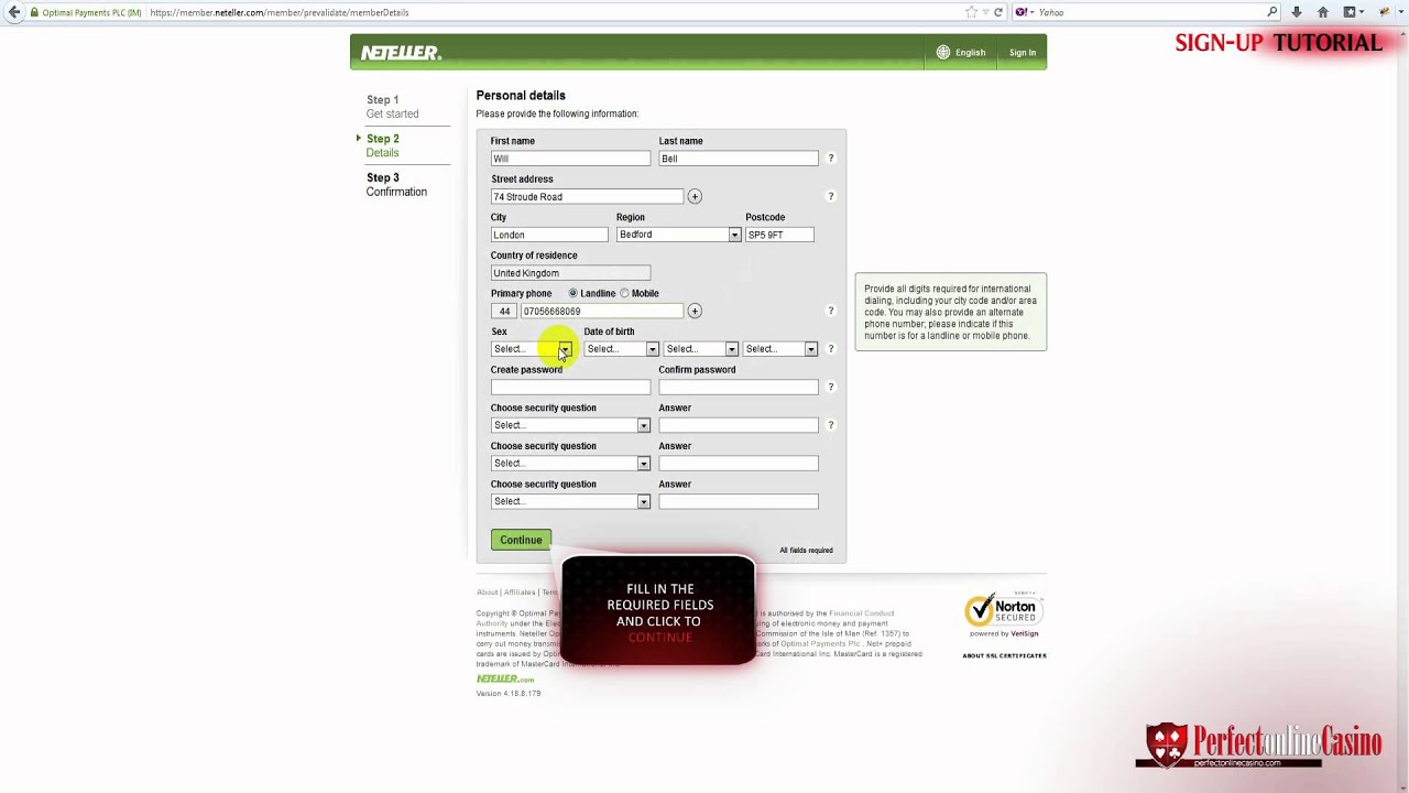Neteller Sign Up by PerfectOnlineCasino com - YouTube