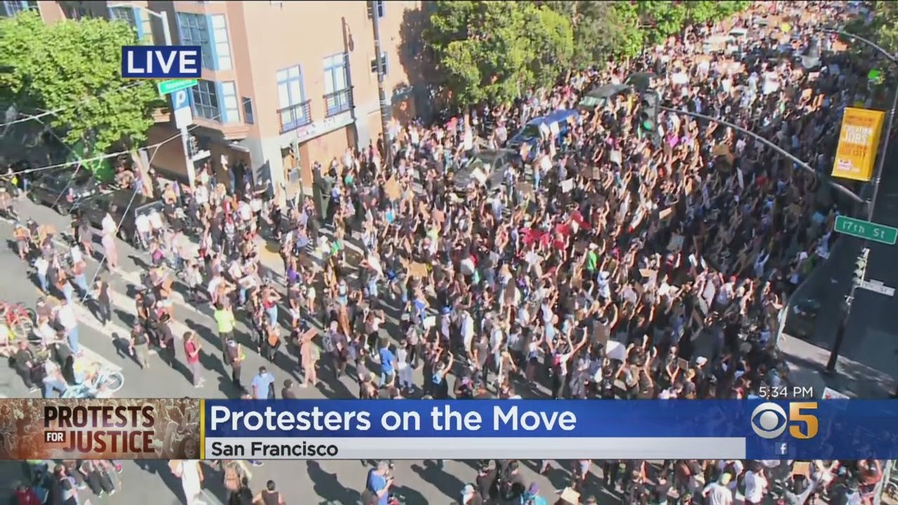 Large Group Of Protesters Moves Demonstration To Mission Police ...