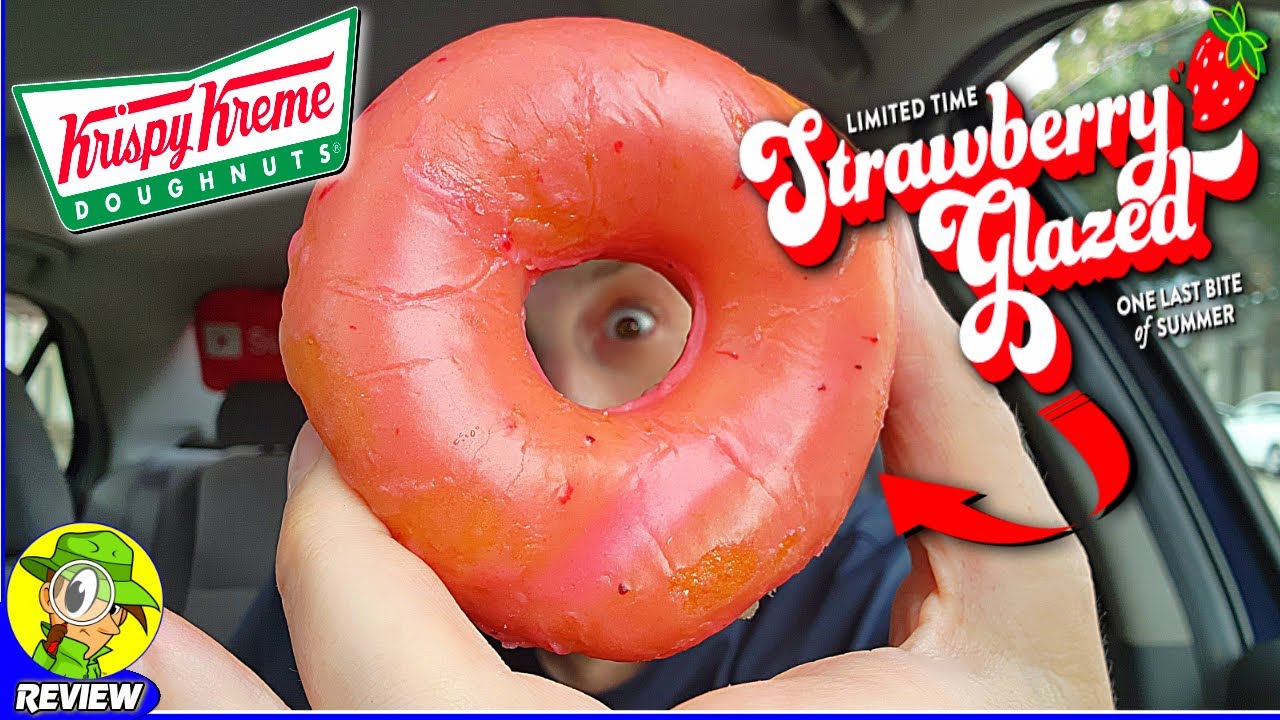Krispy Kreme® STRAWBERRY GLAZED DOUGHNUT Review 🍓🍩 Limited Time Only! ⏳ ...