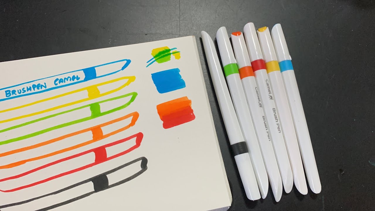 Camel brush pens 6 set unboxing and review | Art supplies | - YouTube