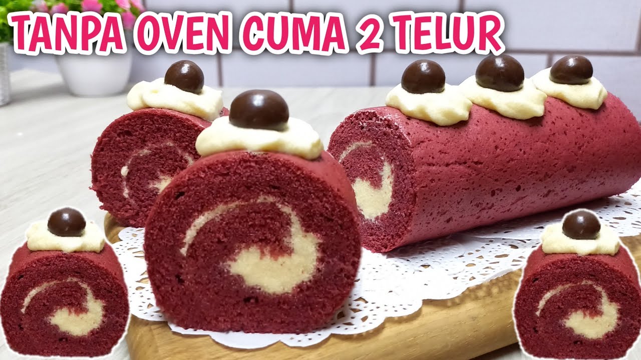 Gak Nyangka Seenak Ini - Tanpa Oven Jadi Bolu Gulung Red Velvet Yang ...