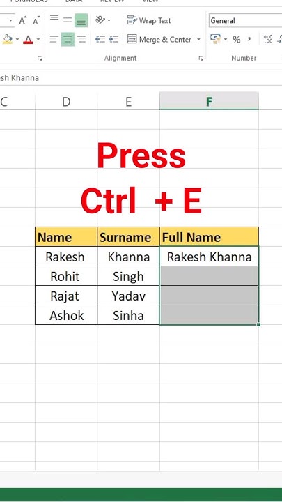 Flash Fill || Full Name || Excel Tricks - YouTube