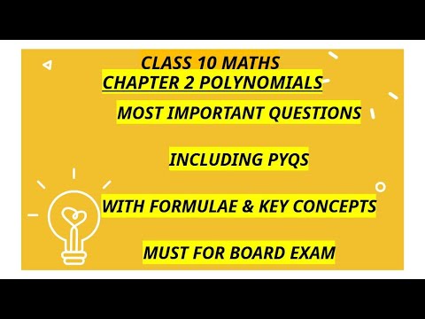 CLASS 10 MATHS CHAPTER 2 POLYNOMIALS MOST IMPORTANT QUESTIONS PYQs most ...