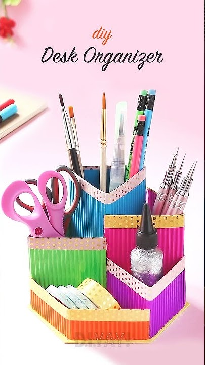 DIY Desk Organizer | Back To School | Desk Decor (1-minute video) - YouTube