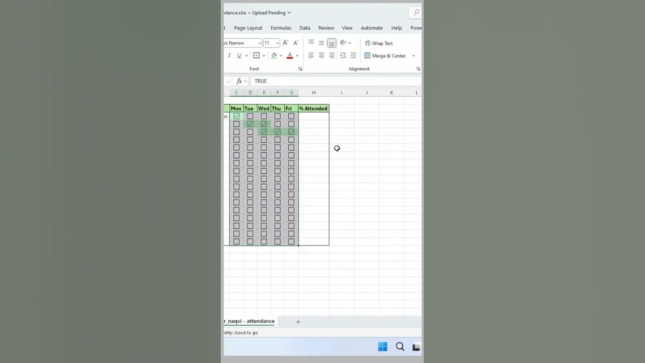 Aatendance Tracker In Excel #excel #spreadsheetmagic #microsoftexcel #microsoftoffice # ...