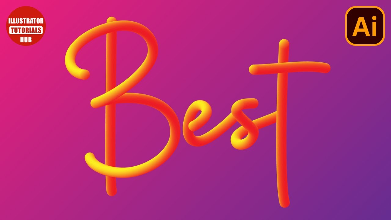 3d Text Design in Illustrator | Gradient Spline 3d Typography in Adobe ...