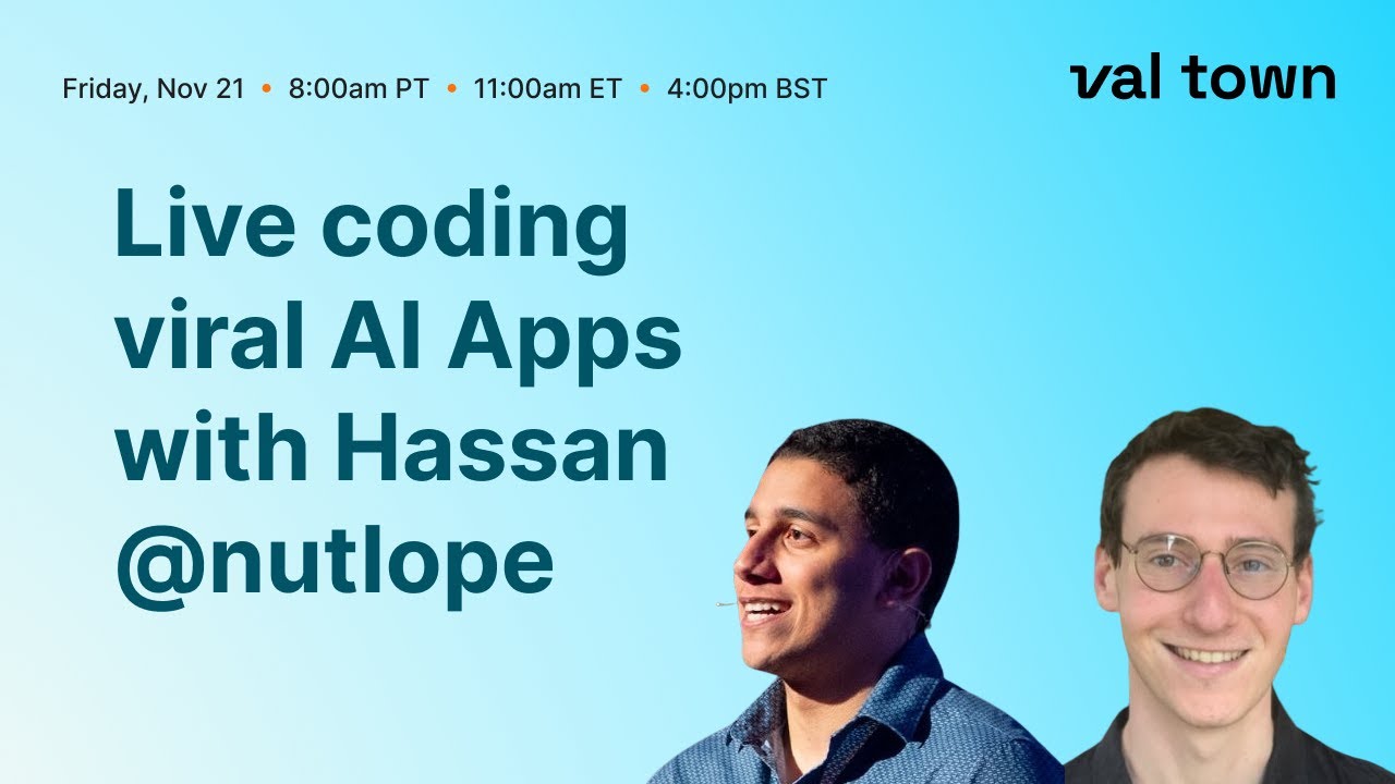 Live coding viral AI apps with Hassan @nutlope - YouTube