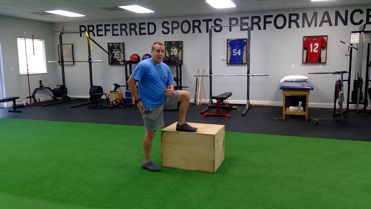 Single leg step up with hip flexion - YouTube