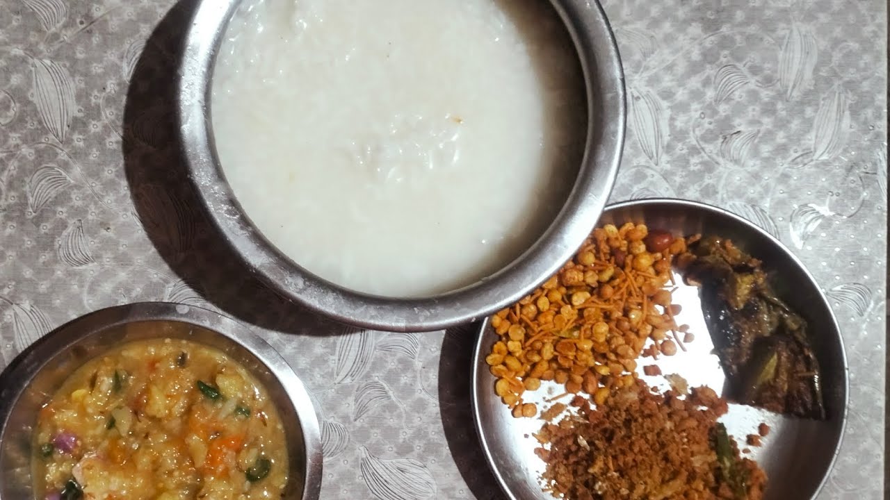 pakhal bhat , bari ,chutney mixture ke sath - YouTube