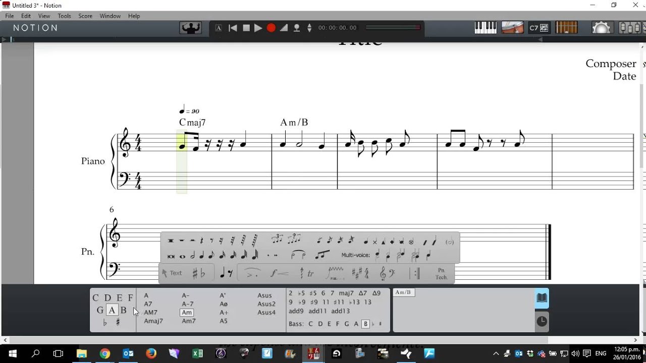 Notion 5:Keyboard Chord and Rhythm input - YouTube