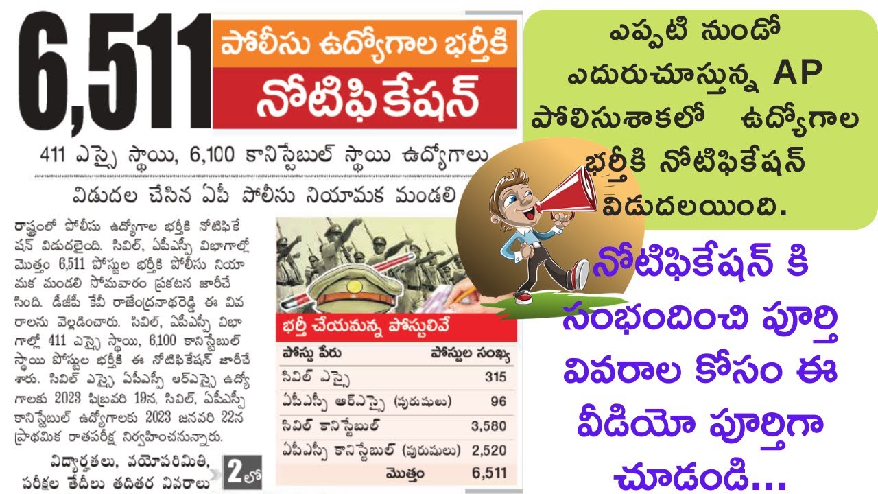 AP Police notification 2022 | Civil SI, APSP, RSI, Civil & APSP ...