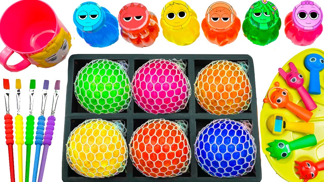 Satisfying Video l DIY How To Make Rainbow Surprise Slime Toy Set Mesh ...