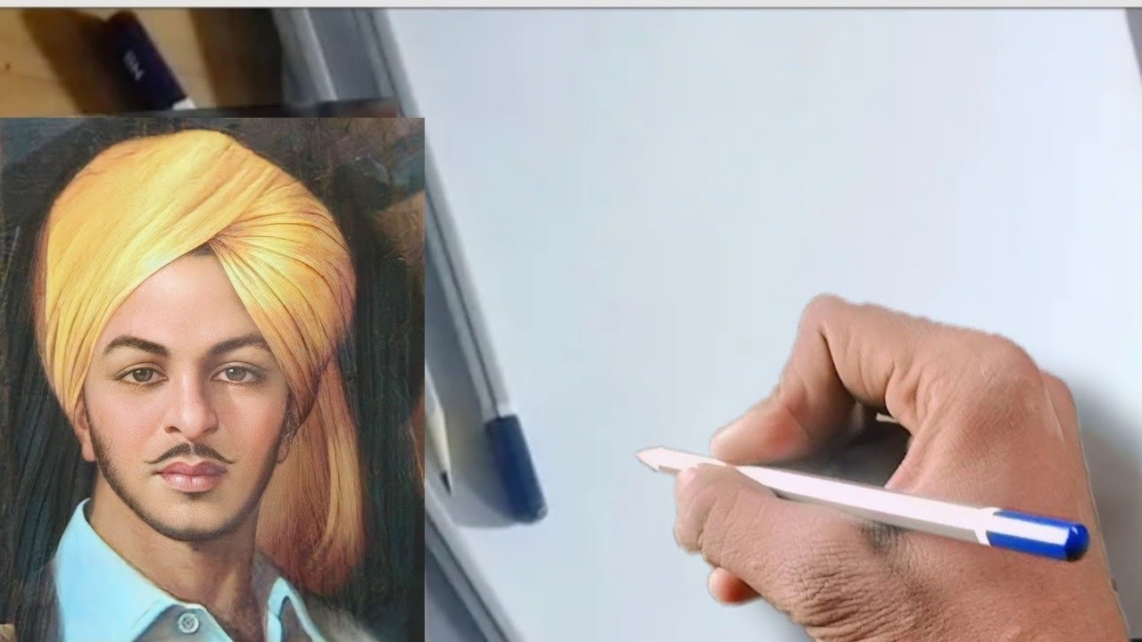 How to draw Bhagat singh/Bhagat Singh drawing step by step - YouTube