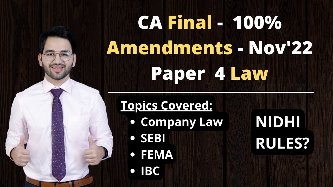 CA Final Law Paper 4 RTP All Amendments Nov'22 Shubham Singhal ICAI ...