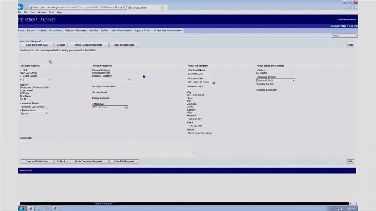 ARCIS Training Module 14: Reference Requests - Lot Creation. Order ...
